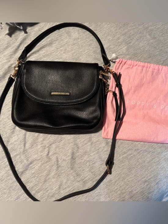 Poppy & Peonies | Bags | Poppy Peonies Black Leather Downtown Crossbody ...